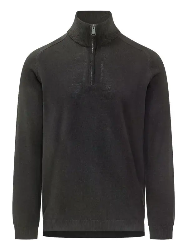 Premiata Quarter-zip Ribbed Wool Sweater - Black