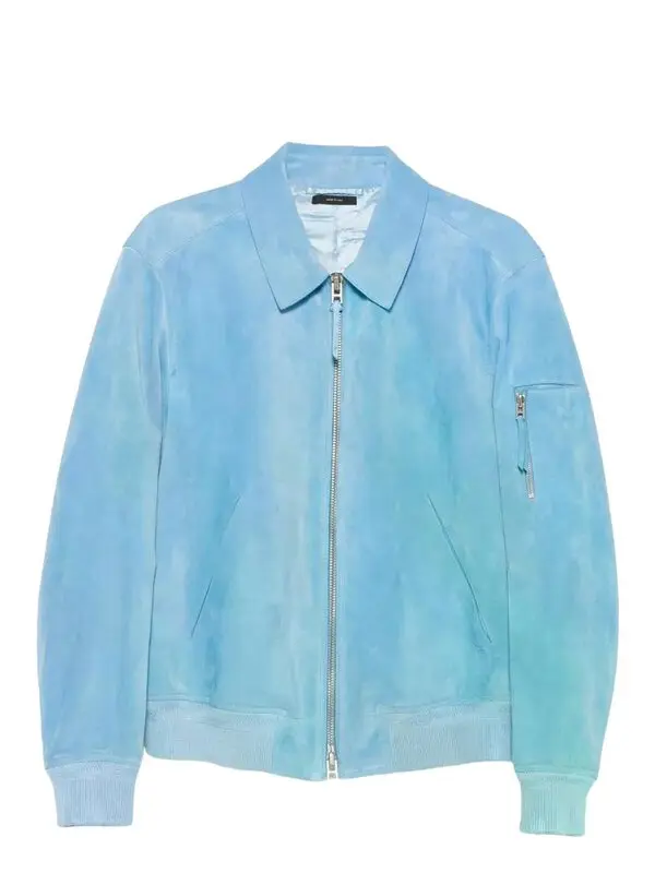 TOM FORD Zipped Suede Bomber Jacket - Blue