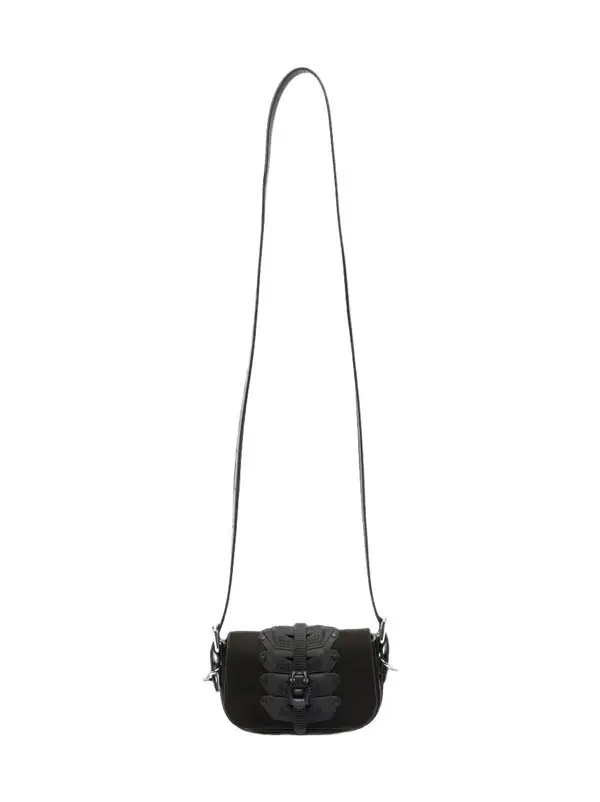 INNERRAUM Sculptural Overlay Suede Shoulder Bag - Black