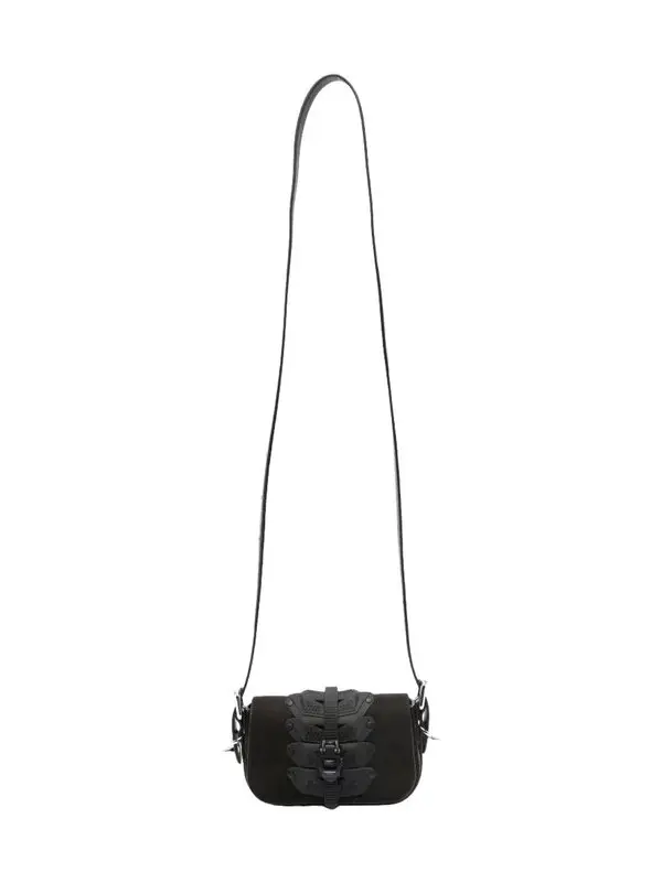 INNERRAUM Sculptural Overlay Suede Shoulder Bag - Black