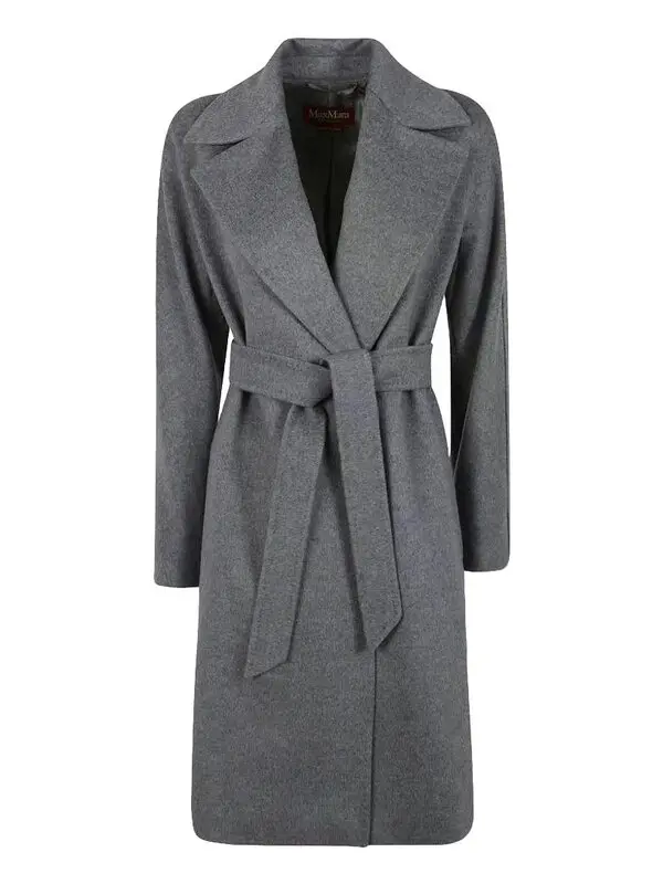 Max Mara Belted Single-breasted Coat - Grey