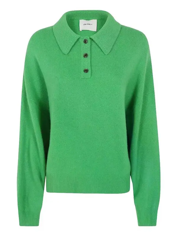 LISA YANG Etta Cashmere Polo Shirt - Green