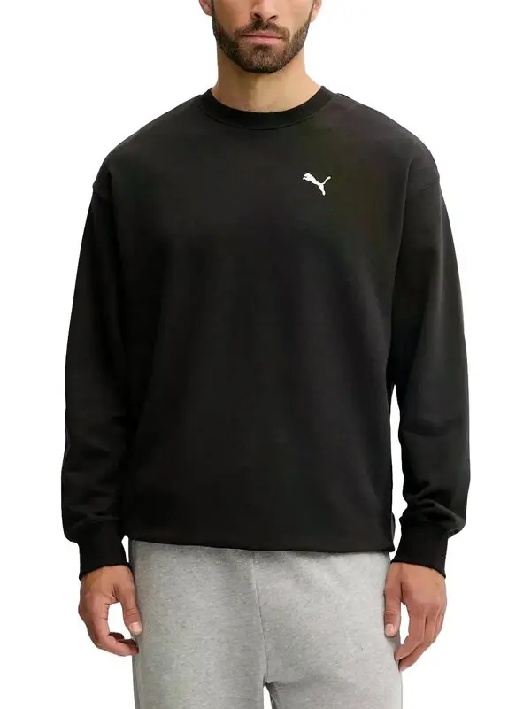 PUMA Logo Print Crew Neck Sweater - Black