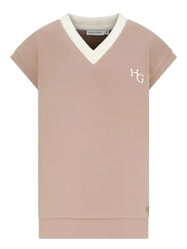 HOUSE OF GRAVITY Spencer Logo-embroidered V-neck Top - Neutrals