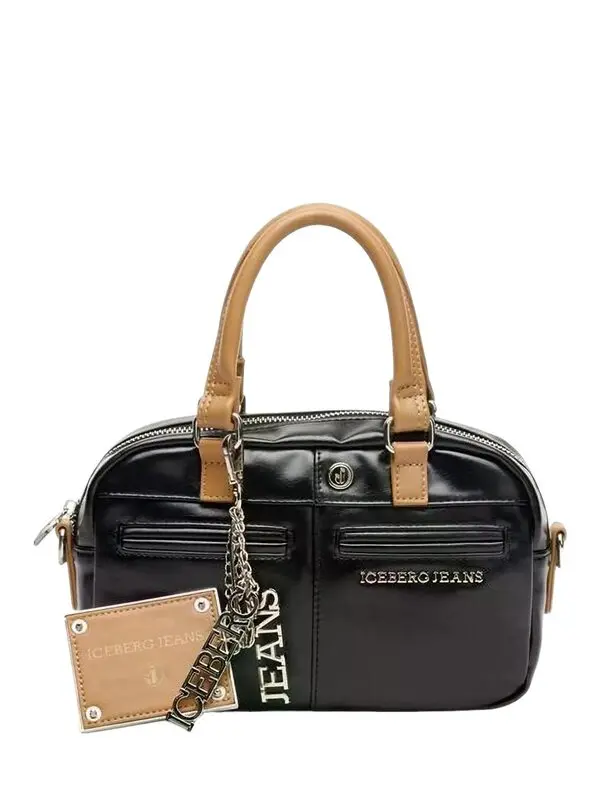Iceberg Logo Charm Tote Bag - Black
