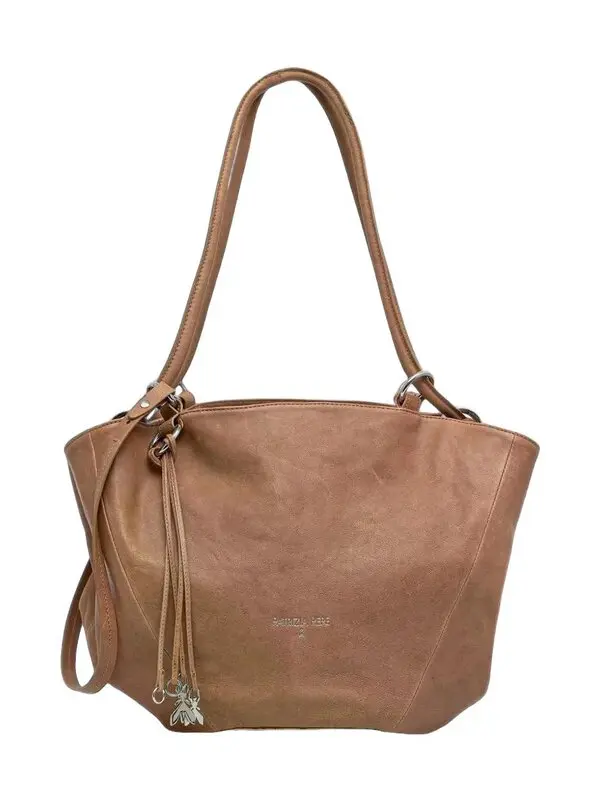 Patrizia Pepe Calf Leather Tote Bag With Logo Detail - Neutrals