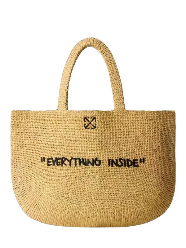 Off-White Jitney Quote Raffia Tote Bag - Neutrals