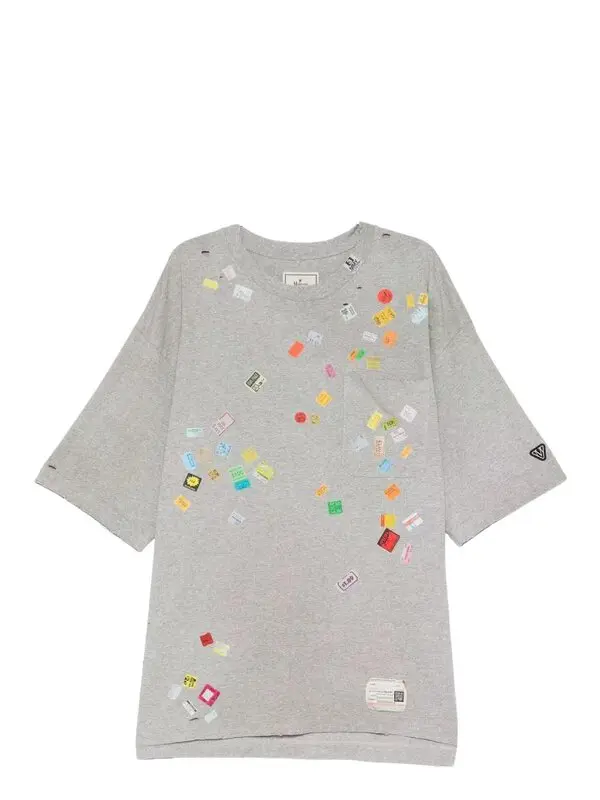 Mihara Yasuhiro Price Tag Sticker Printed T-shirt - Grey