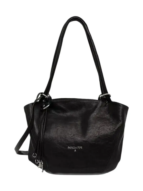 Patrizia Pepe Logo-print Leather Tote Bag - Black