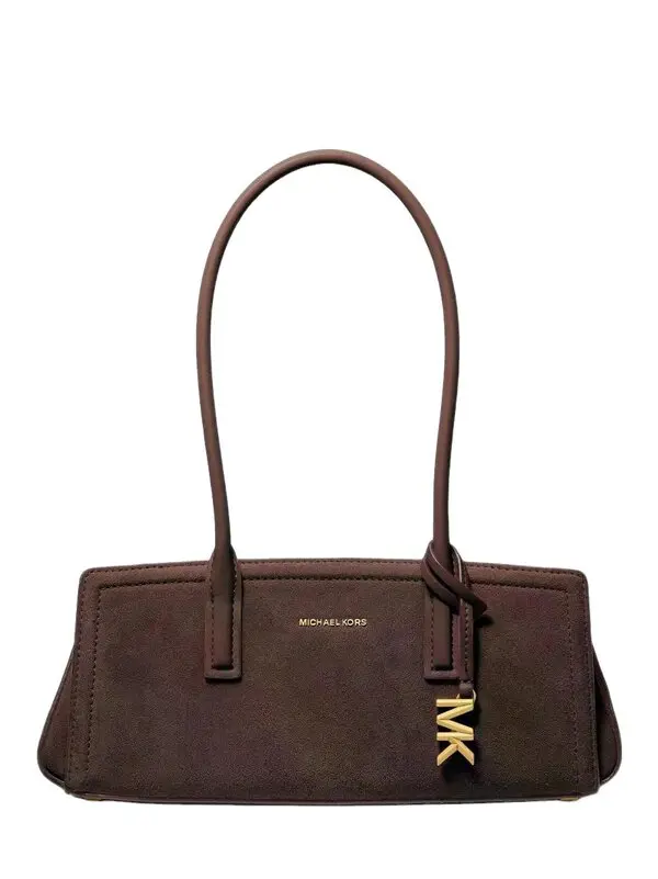 Michael Kors Logo Plaque Suede Tote Bag - Brown