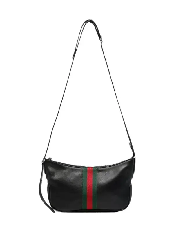Gucci Small Lunetta Crossbody Bag With Web Stripe - Black