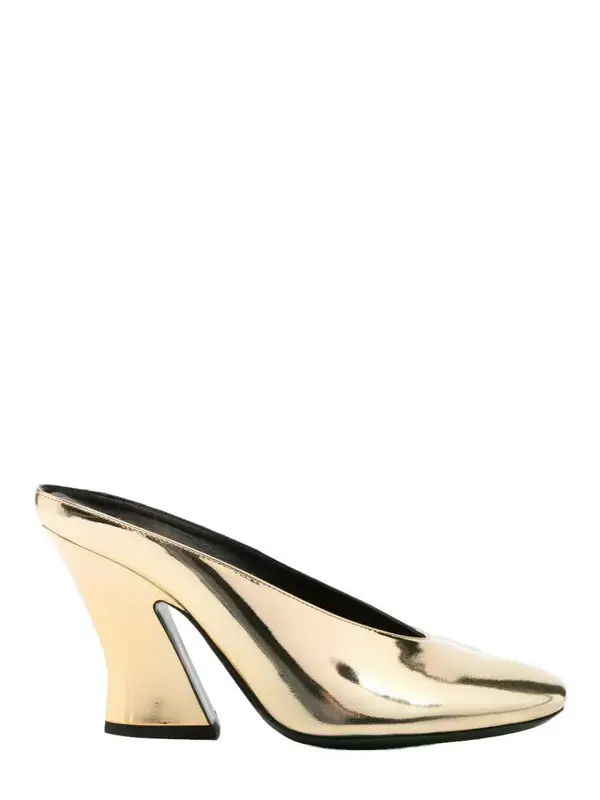 Givenchy Sculpted Leather High Heeled Mules - Gold