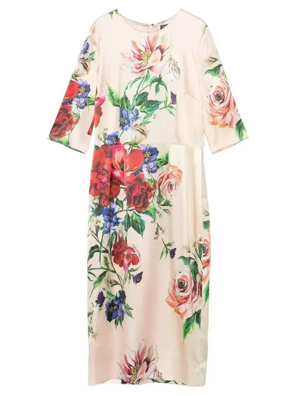 Dolce & Gabbana Floral Print Maxi Dress - Neutrals