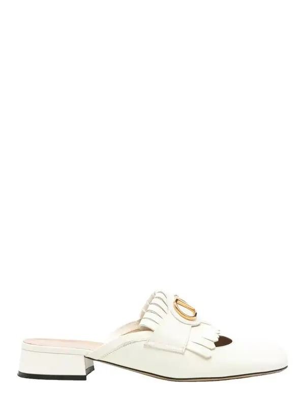 Valentino Garavani Vlogo Signature Fringed Mules - Neutrals