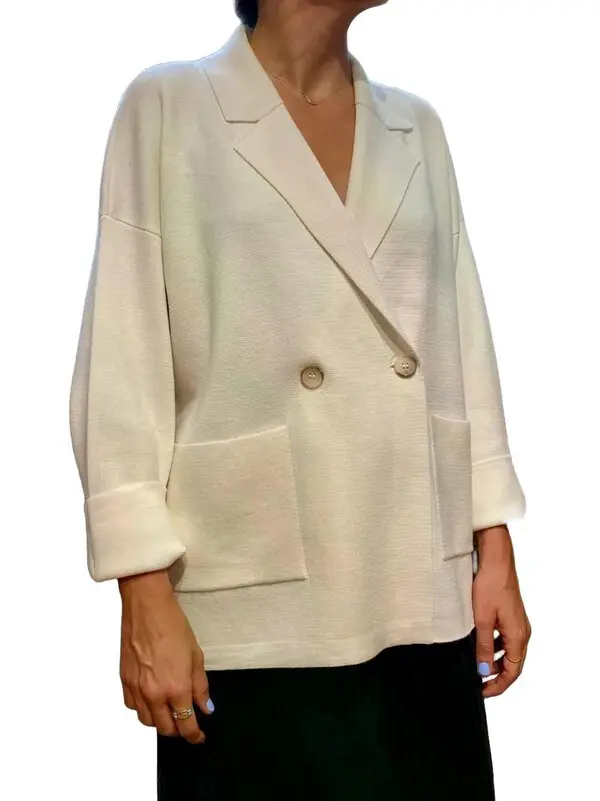 GRAN SASSO Double-breasted Knit Blazer - Neutrals