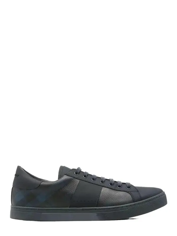 Burberry Check Leather Sneakers - Blue