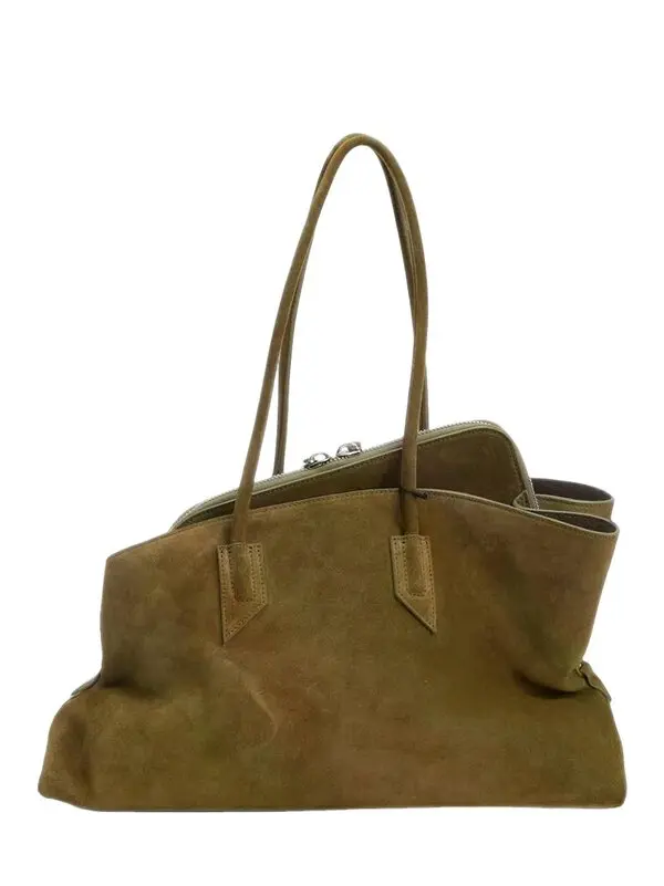 Attico La Passeggiata Medium Calf Suede Shoulder Bag - Green
