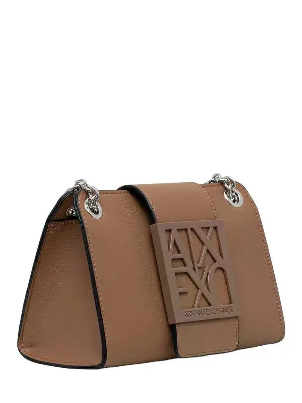 Armani Exchange Logo Plaque Chain-link Cross Body Bag - Brown