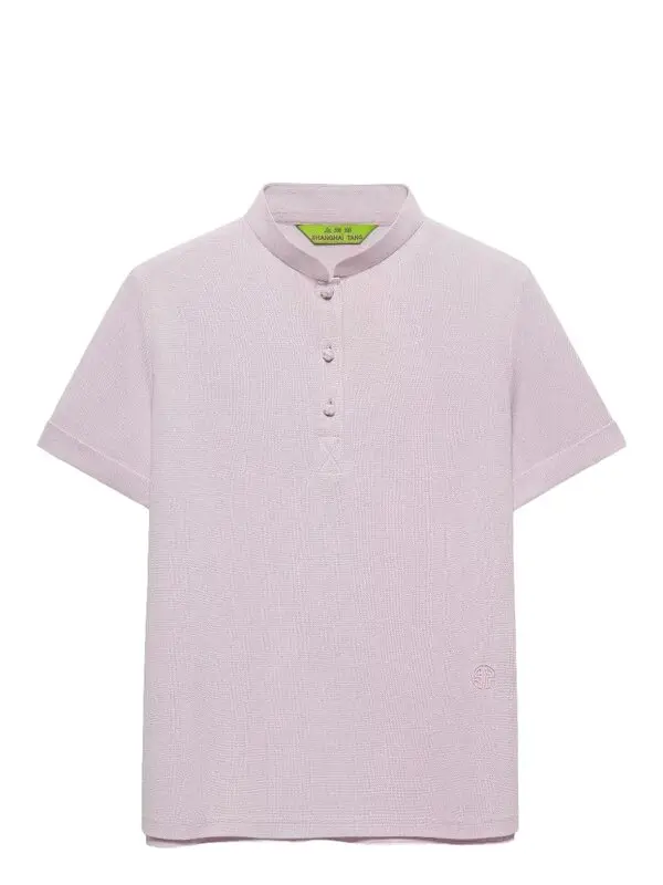 Shanghai Tang Mandarin Collar Knot-button Polo Top - Purple