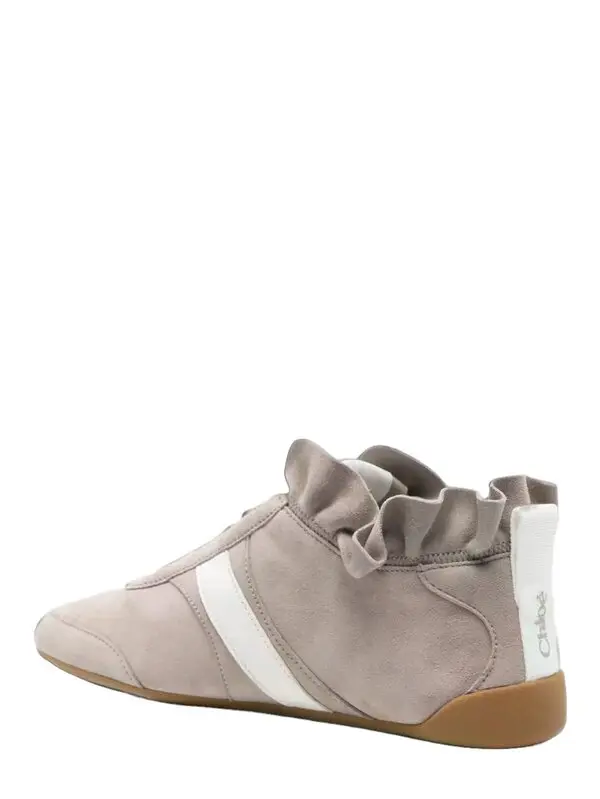 Chloé Ruffled Lace-up Sneakers - Grey