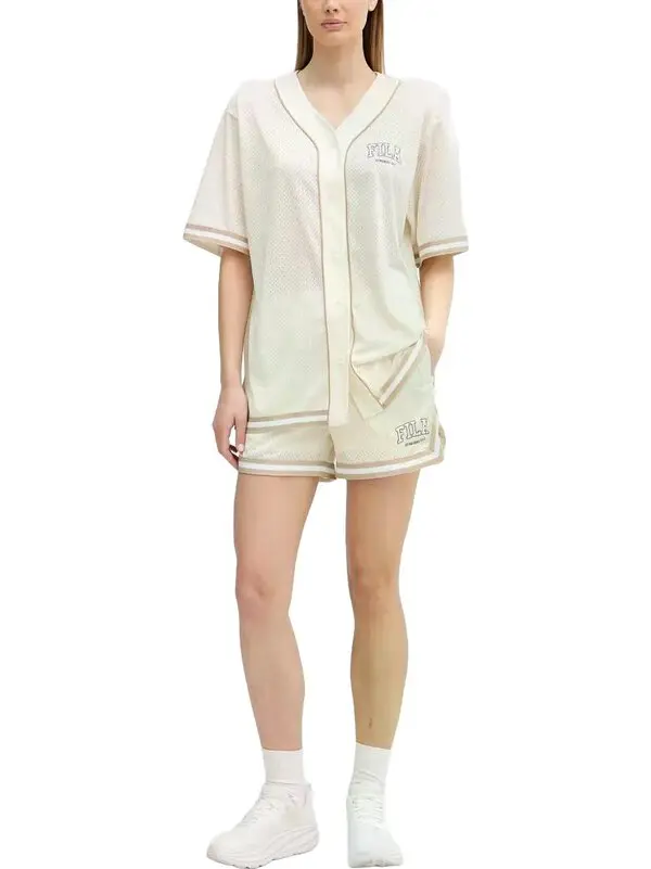 FILA Villanova Logo Print Mesh-knit Baseball Jersey - Neutrals
