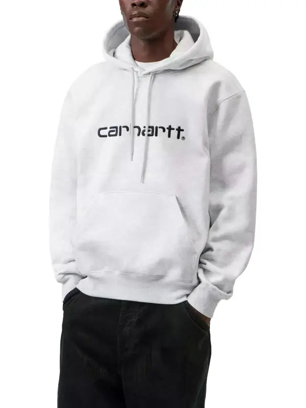 Carhartt Work In Progress Embroidered Logo Hooded Sweatshirt - Grey