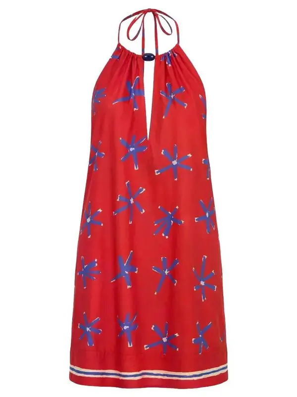 Staud Dani Halterneck Mini Dress - Red