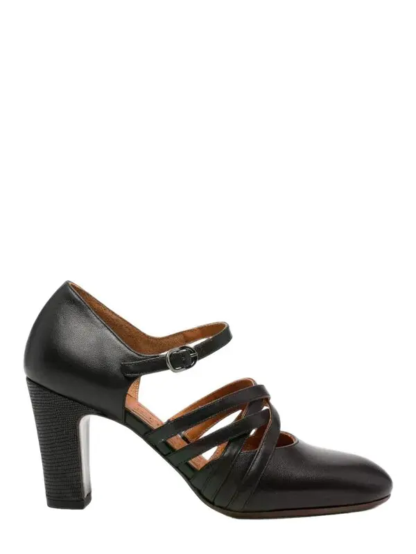 Chie Mihara Strappy Leather Heeled Pumps - Black