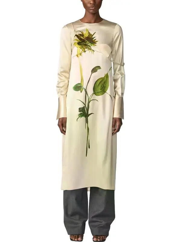 Monse Deconstructed Sunflower-print Midi Dress - Neutrals