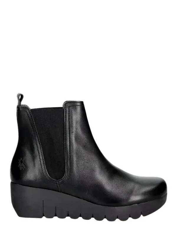 Fly London Wedge Sole Elasticated Chelsea Boots - Black