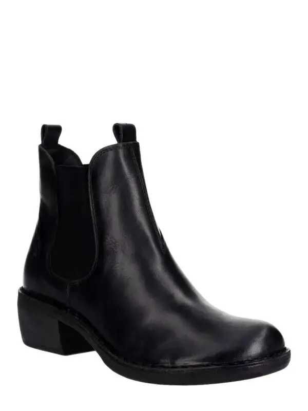 Fly London Elasticated Leather Chelsea Boots - Black