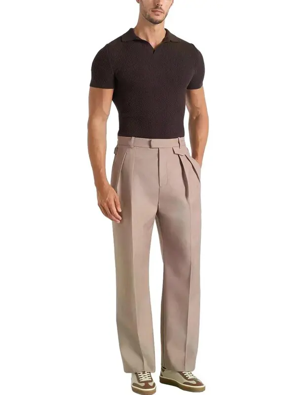 Manière De Voir Pierre Taupe Twin-pleat Tailored Trousers - Neutrals
