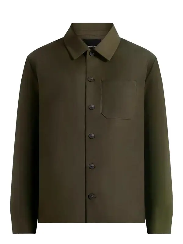 Manière De Voir Valentin In Olive Classic Tailored Ling Sleeve Shirt - Green