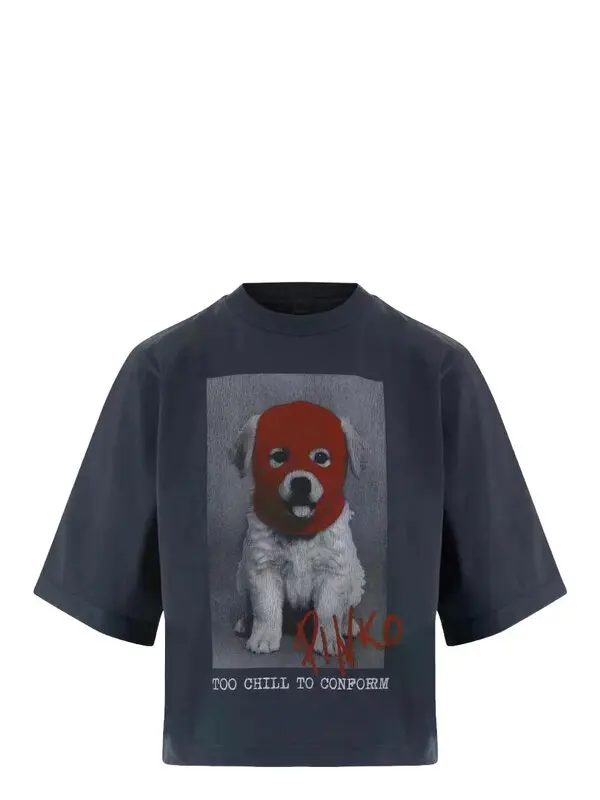 Pinko Dog Graphic Print Cotton T-shirt - Grey