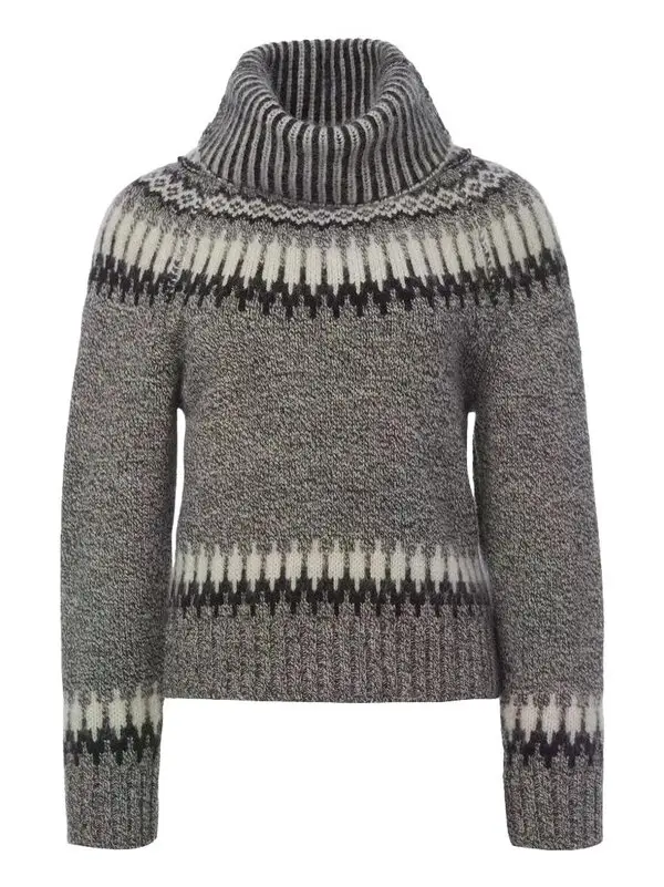 Monse Fair Isle Turtleneck Sweater - Grey