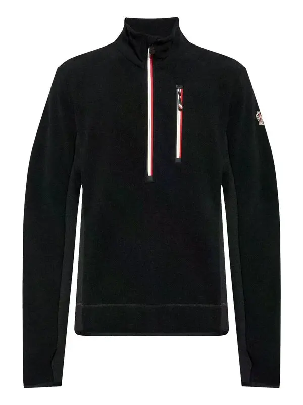 Moncler Embroidered Logo High Neck Sweater - Black