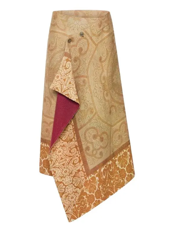 PIERRE-LOUIS MASCIA Paisley-motif Wrap Skirt - Neutrals