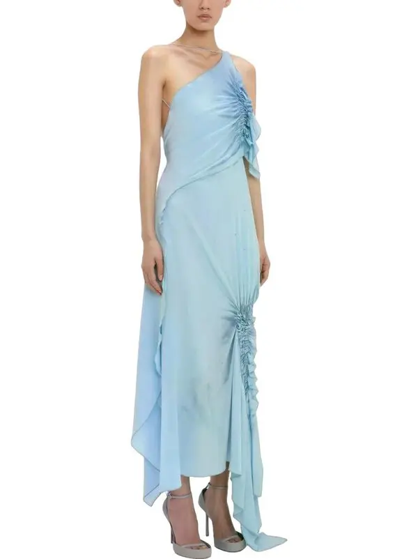 Victoria Beckham Asymmetrical Halterneck Midi Dress - Blue