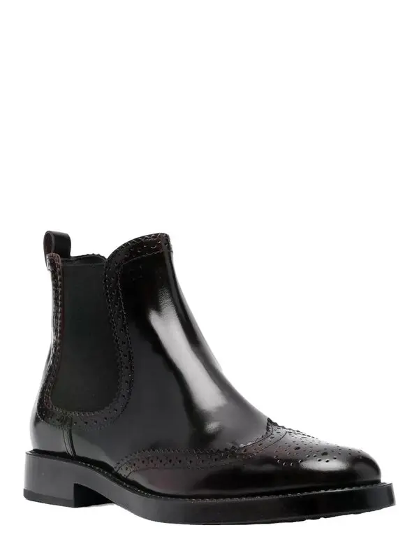 TOD'S Brogue Detail Chelsea Boots - Red
