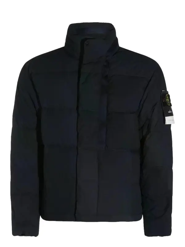 Stone Island Logo Patch Quilted Jacket - Blue