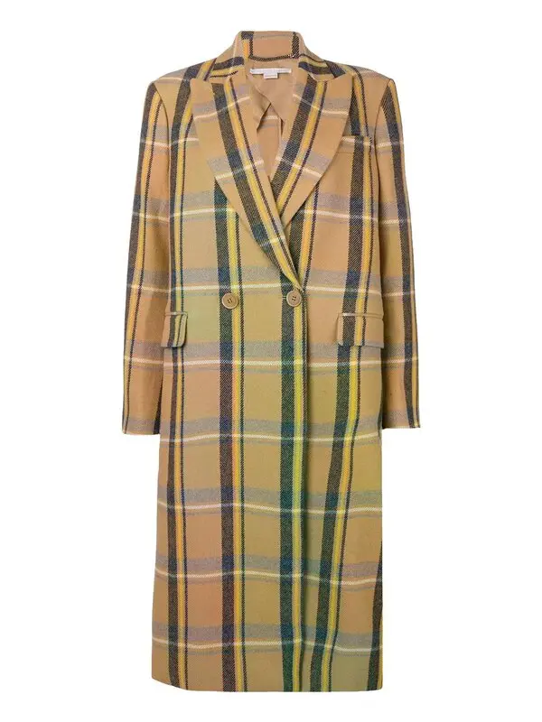 Stella McCartney Double Breasted Checked Coat - Neutrals