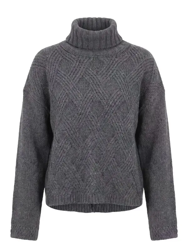 TWINSET Charcoal Roll Neck Long Sleeve Sweater - Grey