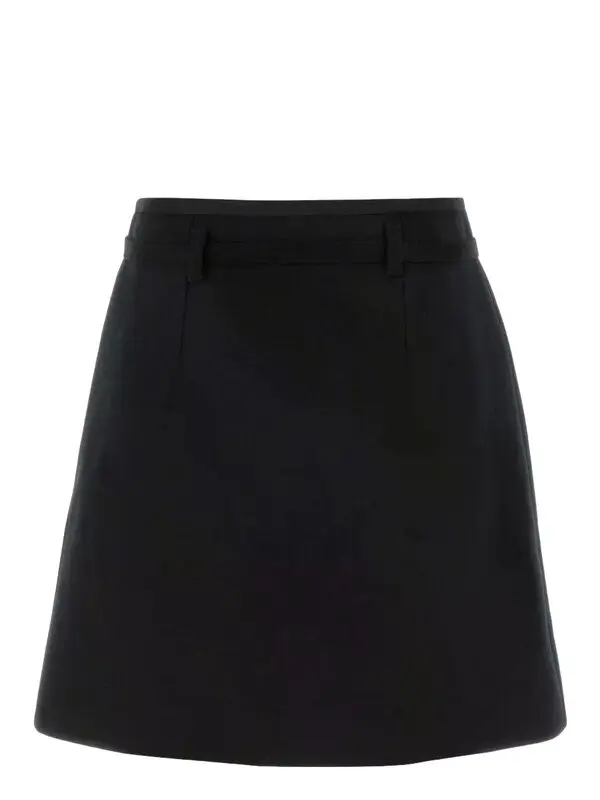 Prada Belted Zip-front Mini Skirt - Black