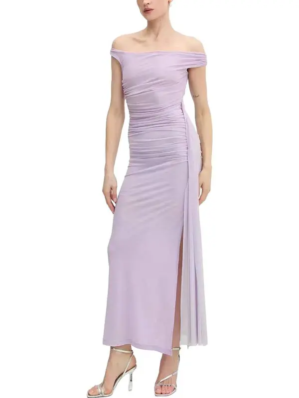 Bardot Layana Off-shoulder Ruched Maxi Dress - Purple
