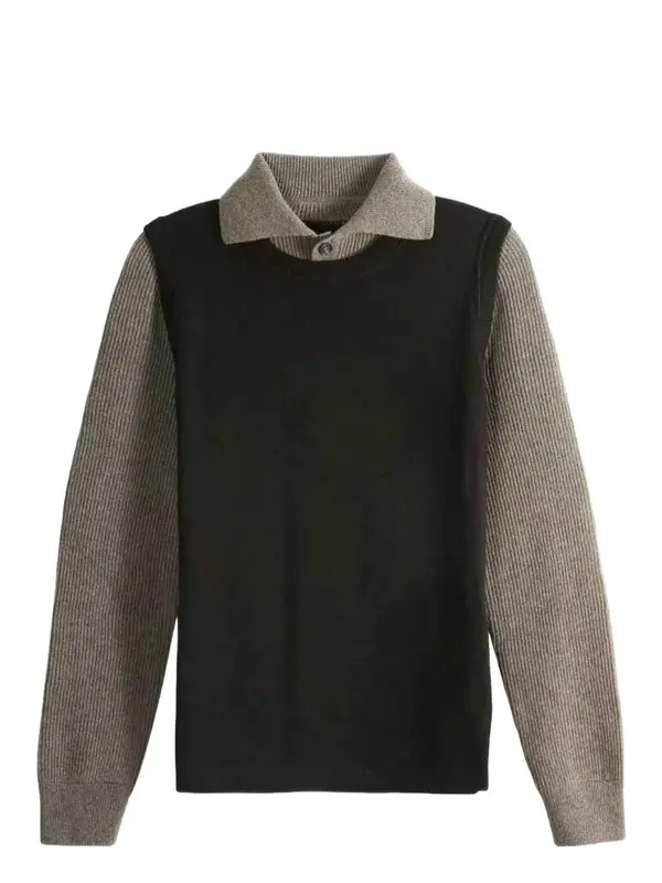 MAISON MARGIELA Layered Ribbed-sleeve Sweater - Black
