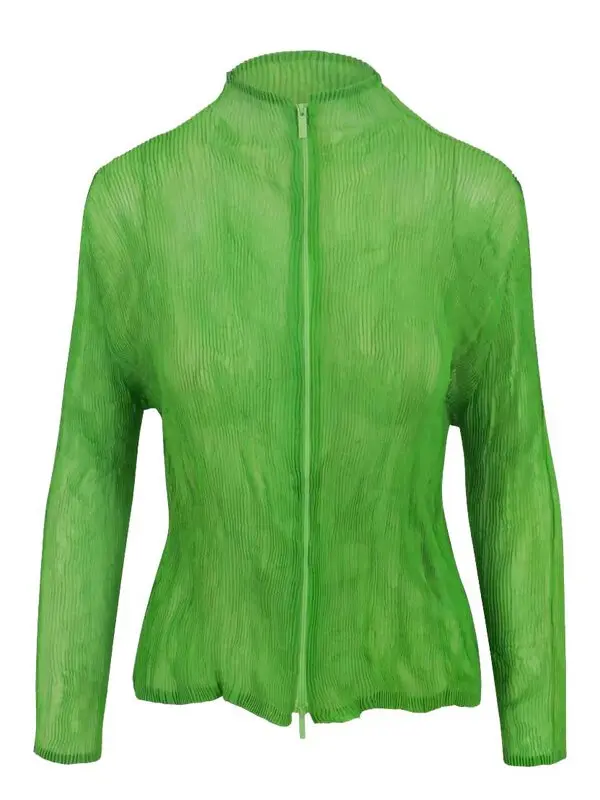 Issey Miyake Plissé-effect Zip-up Jacket - Green
