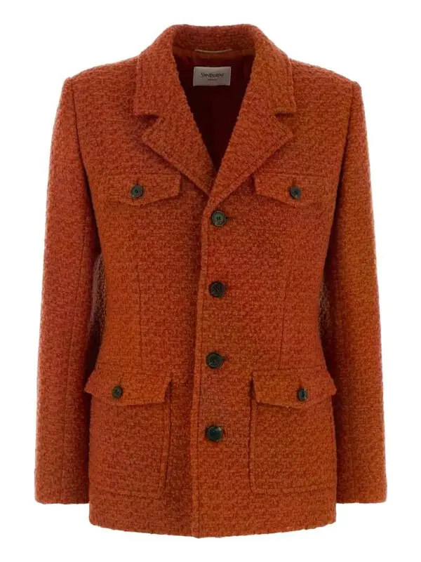 Saint Laurent Single-breasted Tweed Jacket - Orange