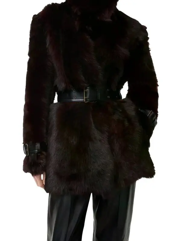 Burberry Short Shearling Coat - Red