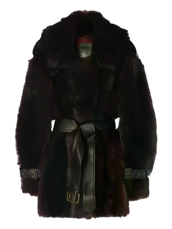Burberry Short Shearling Coat - Red