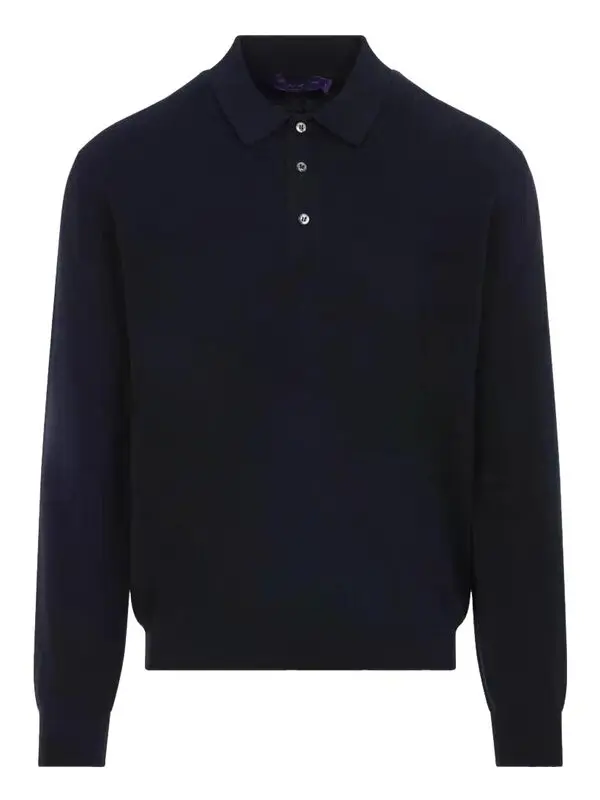 Ralph Lauren Purple Label Cashmere Polo Sweater - Blue